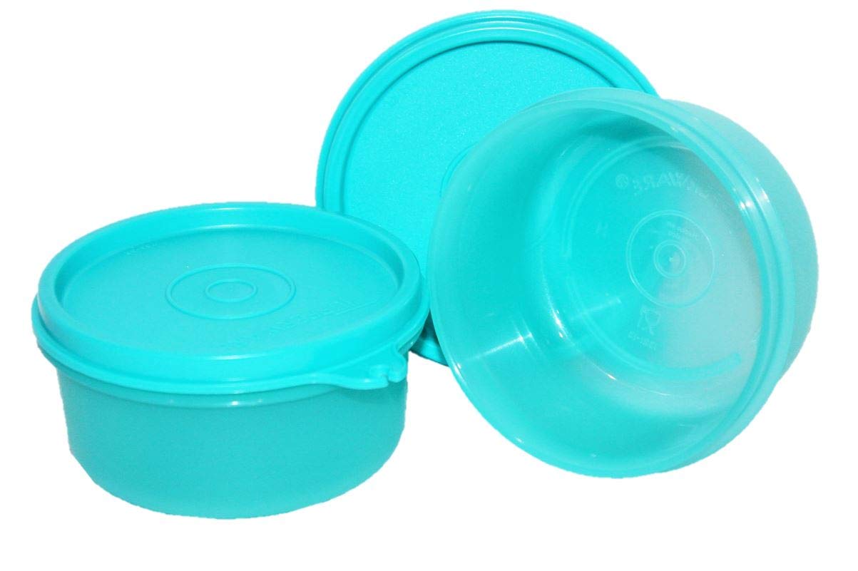 Tupperware Set of 2 Large Snack Cups 8 Ounce Serving Bowls Caribbean Blue