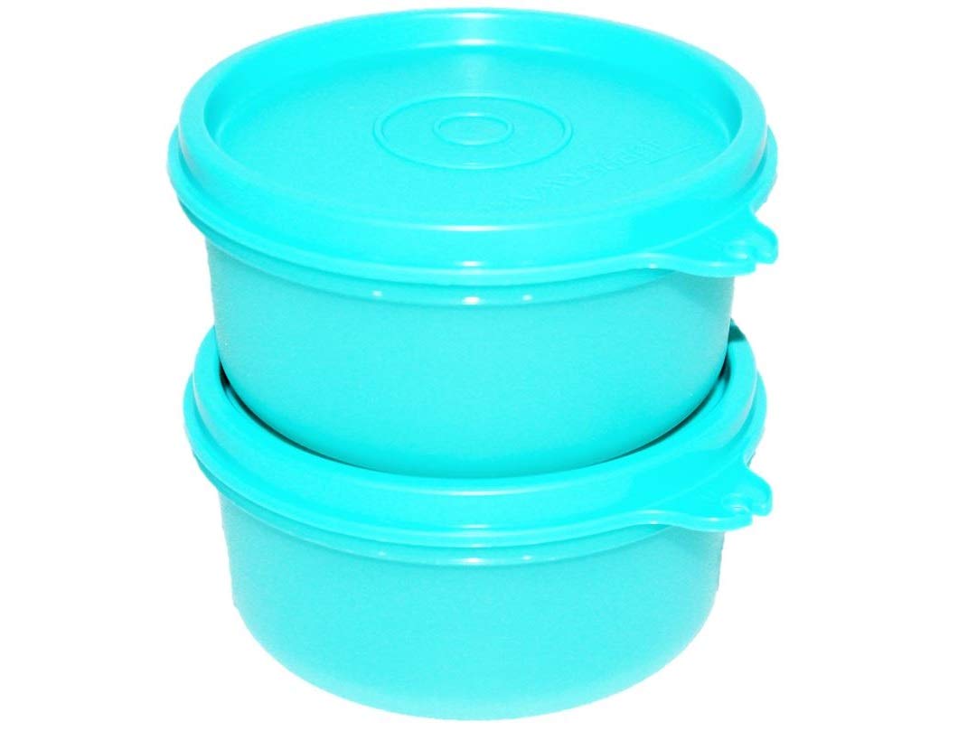Tupperware Set of 2 Large Snack Cups 8 Ounce Serving Bowls Caribbean Blue