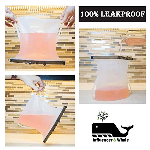 Reusable Silicone Bag, Food Storage, Leak-Proof, foldable, Freezer Airtight Seal 2 bags (Light Pink)