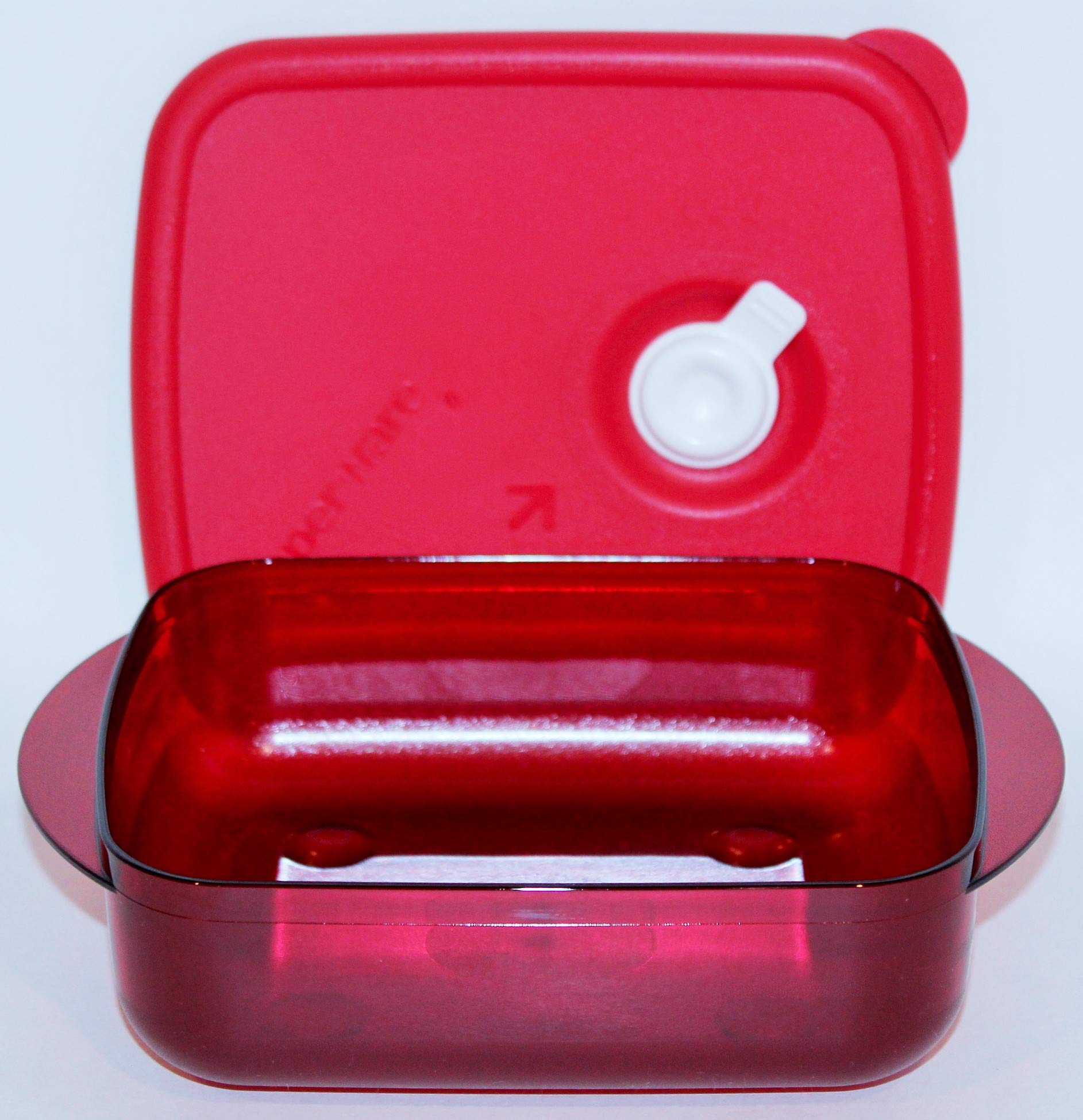 Tupperware Vent N Serve Medium Shallow Rectangle 2.5 Cups Red