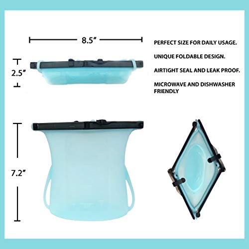 Reusable Silicone Bag, Food Storage, Leak-Proof, foldable, Freezer Airtight Seal 2 bags (Light Pink)