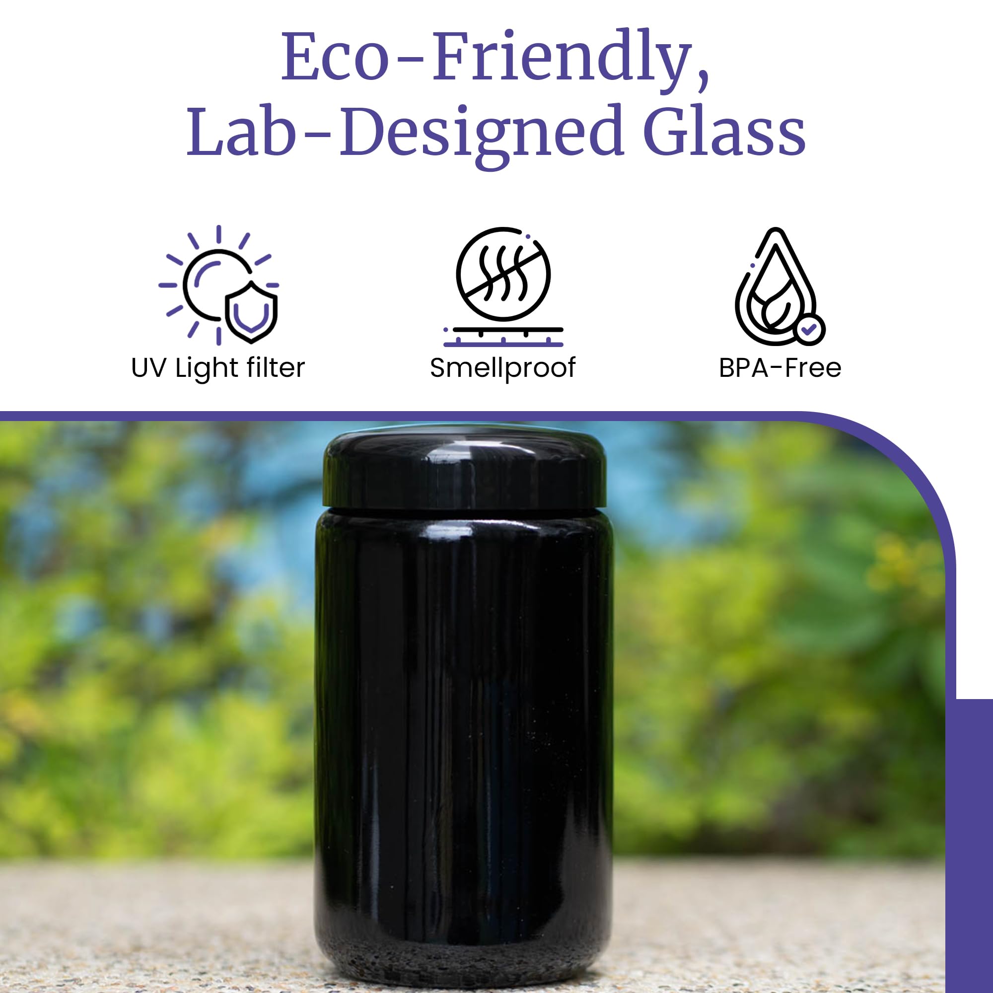 Infinity Jars Classic Black Glass Jar 400 ml (13.53 fl oz) Ultraviolet Airtight Smell Proof, Refillable Container Screw top Jar for Long term storage Coffee, Spices, Dried Goods Jar for Kitchen 3 Pack