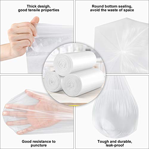 Small Trash Bags Kitchen Garbage Bags - 4 Gallon Clear Trash Bags Strong Wastebasket Liners for Bathroom, Kitchen, Office 15 Liter Trash Can Liners - 150 Counts