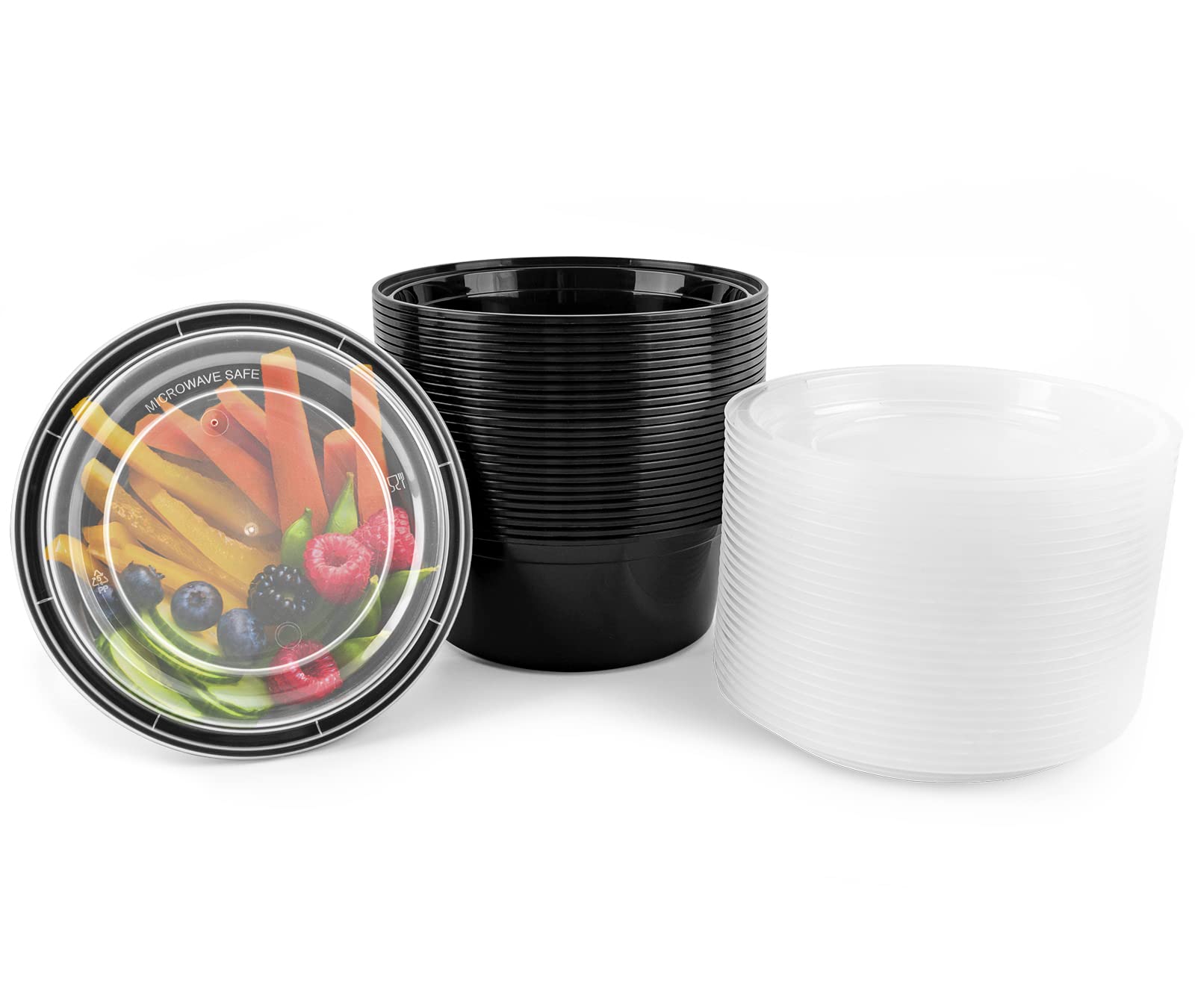 MBC MAT BOARD CENTER, 150-Pack (38 Oz) 1-Compartment Food Container-Round Meal Prep Bowls with Lid-Portable Lunch Box-Stackable-Bpa Free-Freezer/Microwave/Dishwasher Safe-Reusable Storage