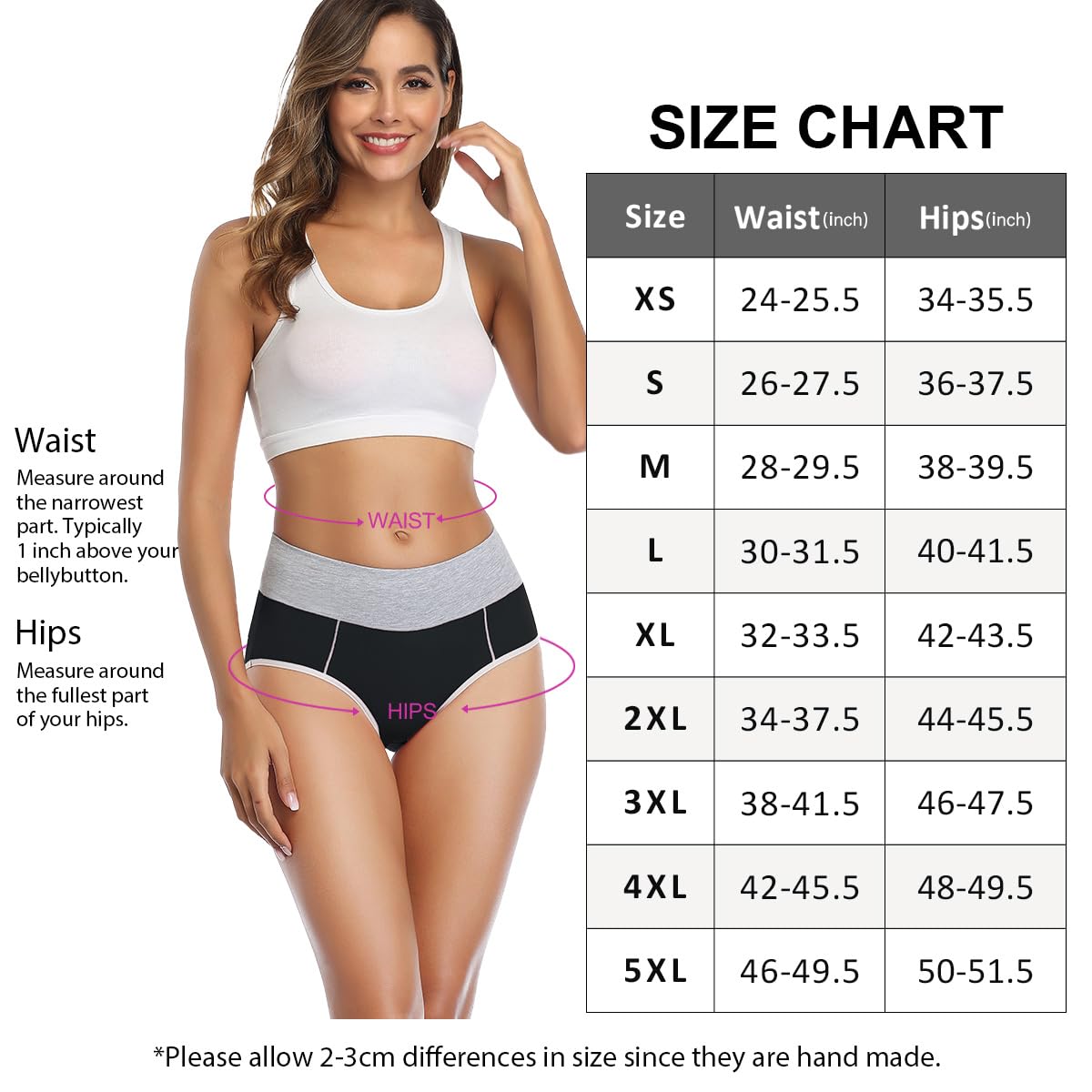 wirarpa Women's Cotton Underwear High Waist Briefs Ladies Soft Breathable Panties Full Coverage Underpants 5 Pack Medium