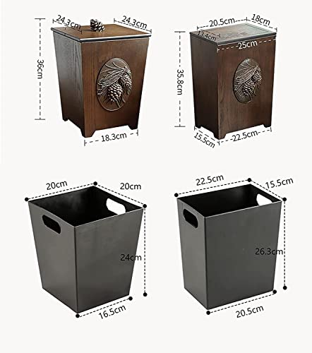 Trash Bin Trash Can Wastebasket Trash Can with Lid Waste Bin Includes Waterproof Inner Barrel Wooden Trash Can Office Garbage Can Waste Bin (Color : OneColor, Size : As Shown)