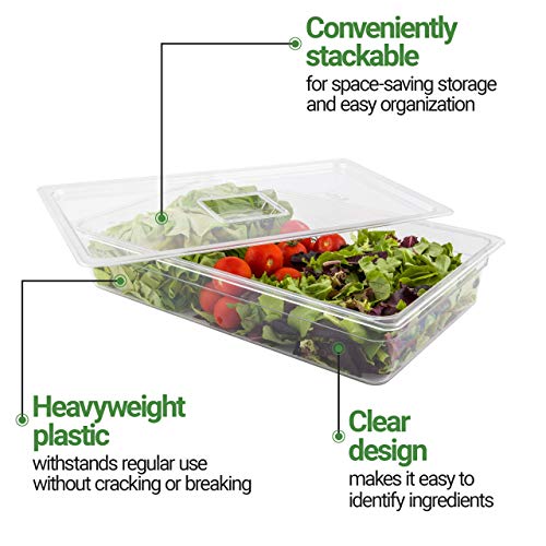 Restaurantware-4 Inch Deep Food Pans, 1 Full Size Commercial Food Storage Container - Freezable, Break-Resistant, Clear Plastic Cold Pans, Dishwashable, For Kitchens, Restaurants, Or Cafeterias