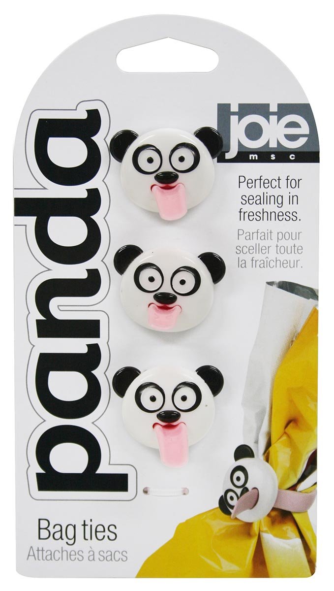 MSC International 38100 Joie Panda Bag Ties, Silicone, Set of 3, Bar Ties, Panda