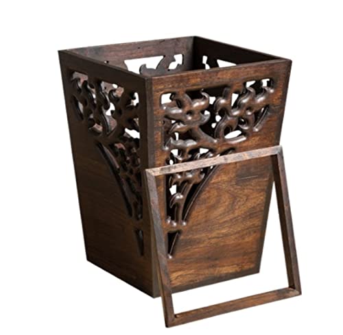 Trash Bin Trash Can Wastebasket Wood Trash Can Wastebasket Garbage Container Bin for Bathrooms Powder Rooms Home Offices Garbage Can Waste Bin (Color : OneColor, Size : 23 * 30cm)