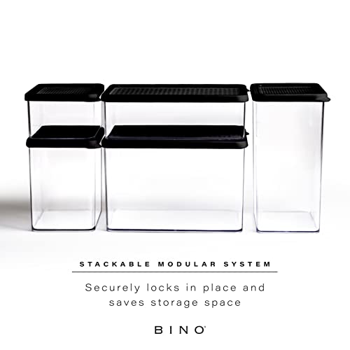 BINO | Food Storage Containers, 1.9 Qt/1.78 Liter, Black - 12 Pack | THE SNAP COLLECTION | Airtight Food Storage Containers with Lids | Pantry Organization | BPA-Free | Containers for Organizing