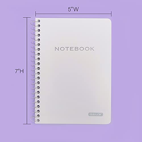 BAZIC Composition Book 100 Sheet 5" x 7" Poly Cover Spiral Notebook, Writing Journal College Ruled Notebooks, Assorted Color, 6-Pack
