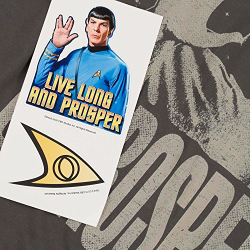 Star Trek Live Long & Prosper T Shirt & Stickers (XXXX-Large) Charcoal