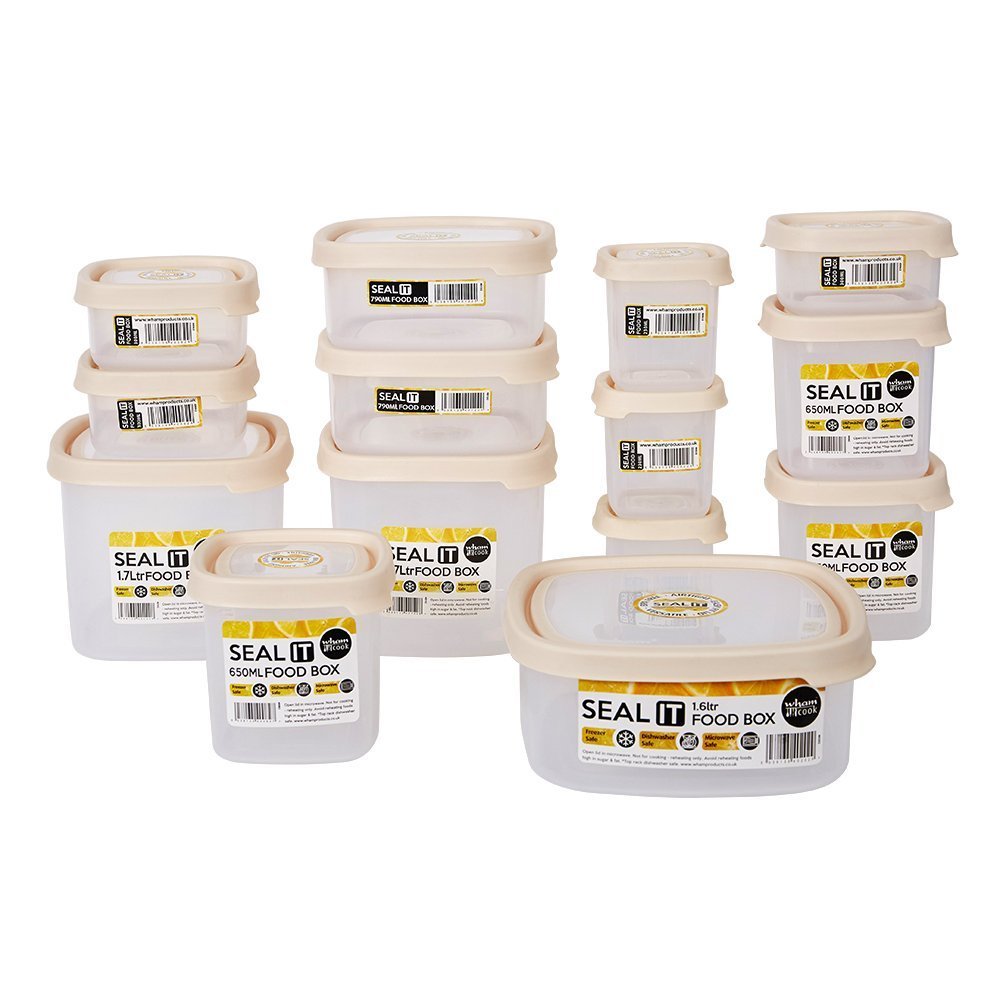 KARMAS PRODUCT 28 Piece Food Storage Container Set with Easy Locking Lids,BPA Free and 100% Leak Proof,Plastic (Milky, 28-Piece)
