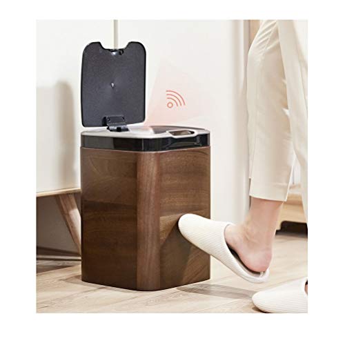 WENLII Smart Wooden Living Room Sense Trash Can Household Inductive Ashbin Dynamic Storage Bucket Large Garbage Cans
