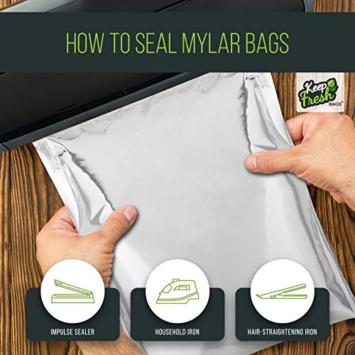 Mylar Food Storage Bags (10x16, 1 Gallon) 4.5mil Thick Mylar Foil Bag for Dry Food Storage (50 Pack)