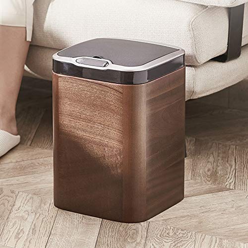 WENLII Smart Wooden Living Room Sense Trash Can Household Inductive Ashbin Dynamic Storage Bucket Large Garbage Cans
