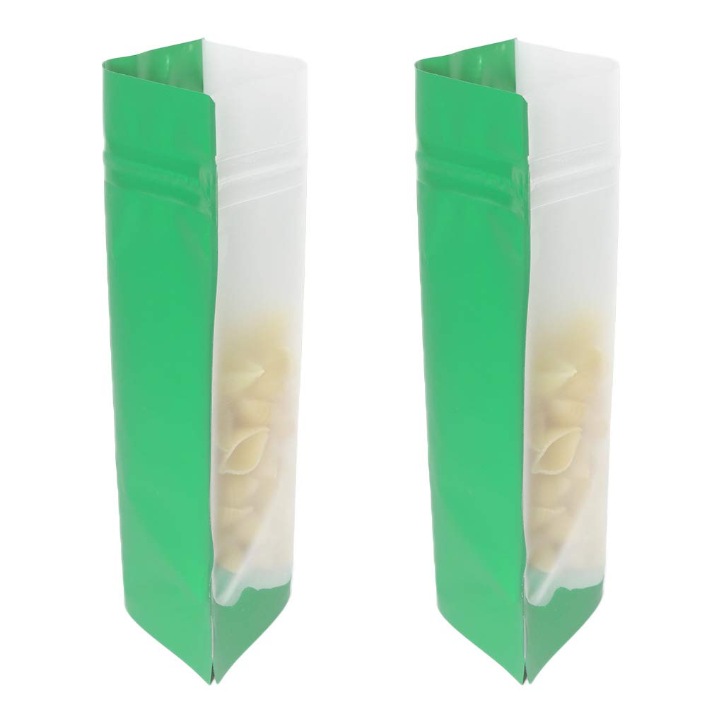 QQ Studio Pack of 100 Translucent Front Matte Green Poly Plastic Zip Seal Bags (0.8oz (3" x 5"), Green Stand-Up Pouch | 300 Bags)