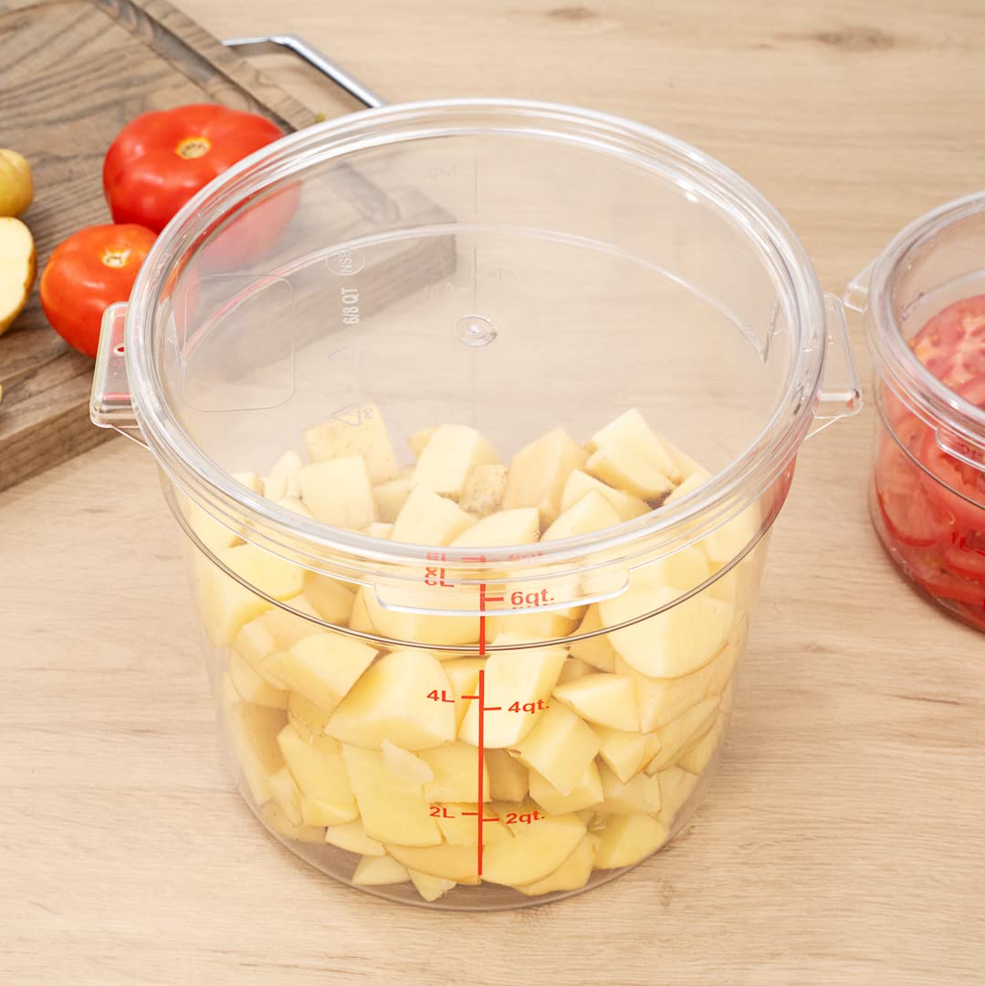 Restaurantware-LIDS ONLY: Met Lux Food Storage Container Lids, 10 Round Marinating Container Lids - Containers Sold Separately, With Date Indicator, Clear Plastic Lids, Dishwashable, Freezable