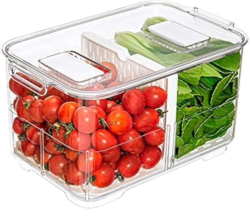 blitzlabs Vegetable Fruit Storage Containers, Fresh Produce Saver Refrigerator Storage Containers with Lids and Vents,Stackable Salad Lettuce Keeper,Stay Fresh Cabinet Containers Bin