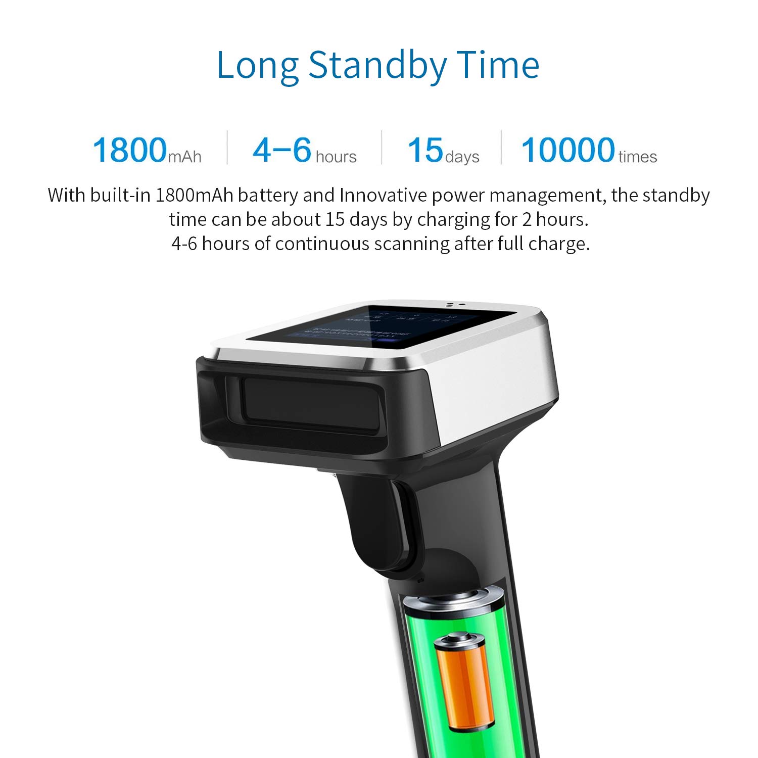 Symcode 2D QR Bluetooth Barcode Scanner with Screen Display with Charging Base,3 in 1 Compatible with Bluetooth & 2.4GHz Wireless & Wired Connection with 1.8 inch TFT Color LCD Screen