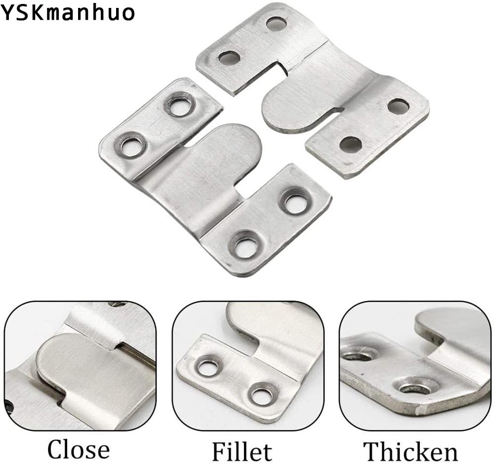 4 Pairs Flush Mount Bracket,Interlocking Furniture Connector,Stainless Steel Heavy Duty Photo Frame Hook Picture Hanger for Large Picture Display Art Gallery Wall Mount Hardware (Large-4 Pairs)