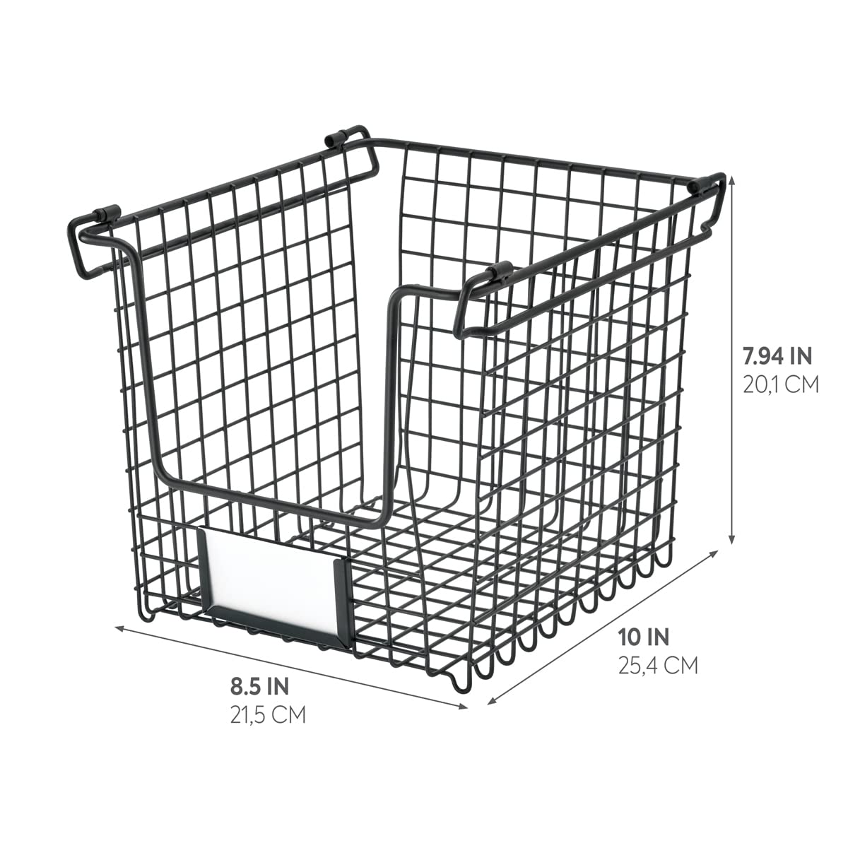 iDesign Classico Storage Basket with Handles for Pantry, Kitchen, Bathroom, Countertop, and Desk Organization, Stackable-Small