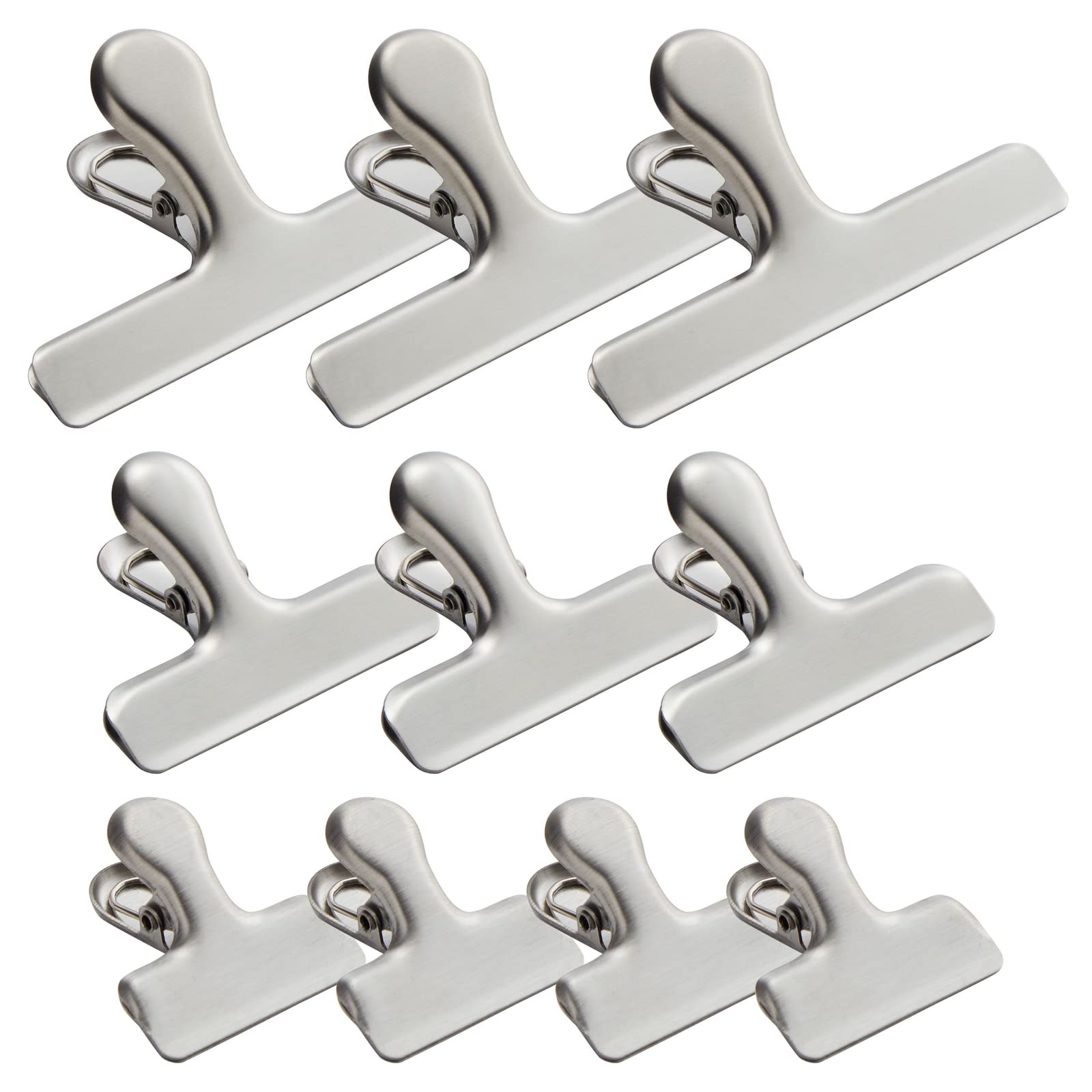 Stockroom Plus Metal Chip Clips for Food Storage, Stainless Steel Bag Clips for Kitchen Supplies (3 Sizes) - Set of 10