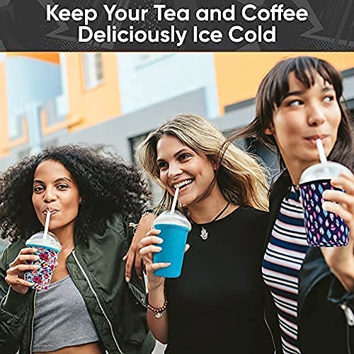 Baxendale Iced Coffee Sleeves for Cold Drink Cups - 4 Pack Reusable Neoprene Iced Coffee Cup Sleeve for Cold Drinks, Compatible with Starbucks Dunkin and more (4 PK XS/S/M/L, Tie Dye Mix #1)