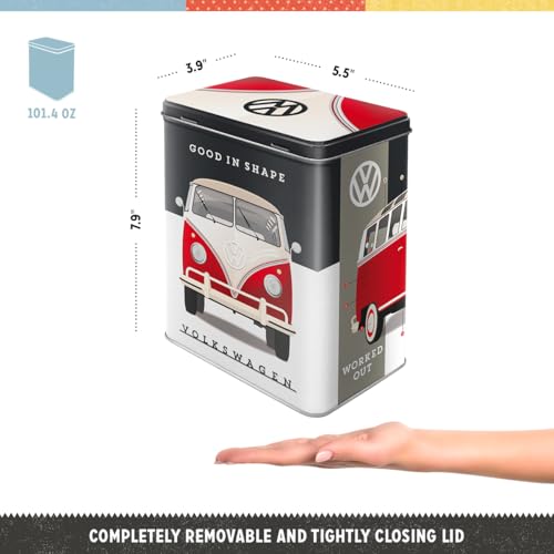Nostalgic-Art Retro storage tin box L, 101.4 oz, VW β Good in Shape β VW Bus Gift idea, metal can for coffee, vintage design