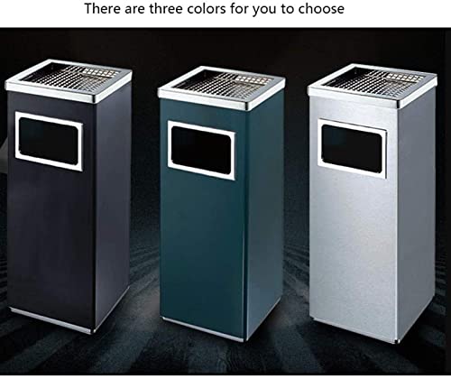 Trash Bin Trash Can Wastebasket Trash Can Outdoor Square Large Garbage Bin Stainless Steel Waste Bin with Ashtray Hotel Lobby Garbage Can Waste Bin (Color : OneColor)