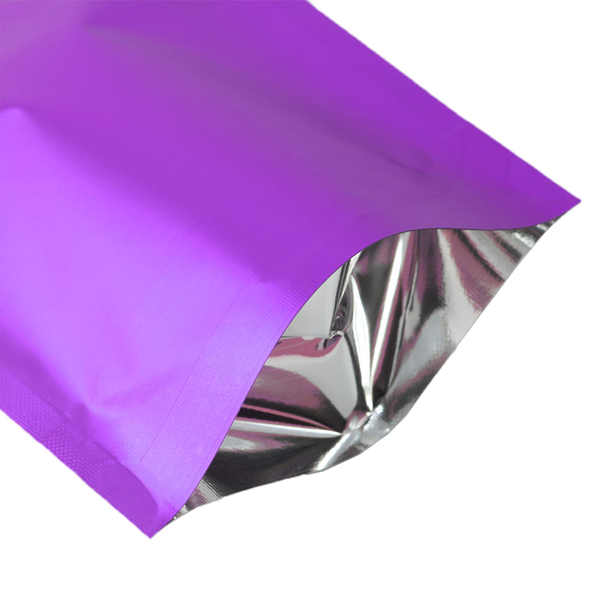 QQ Studio Pack of 100 Translucent/Silver/Color Stand-Up Resealable Zipper Pouch (4.7" x 7.1", Matte Purple)