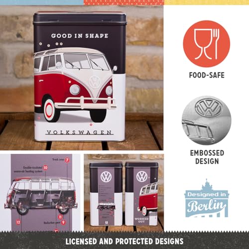 Nostalgic-Art Retro storage tin box L, 101.4 oz, VW β Good in Shape β VW Bus Gift idea, metal can for coffee, vintage design