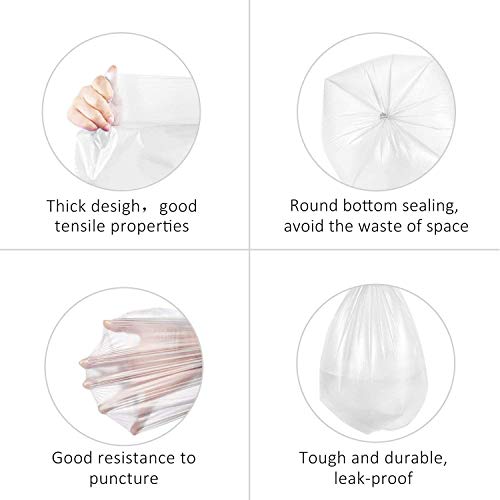3 Gallon 330 Counts Strong Trash Bags Garbage Bags by Teivio, Bathroom Trash Can Bin Liners, Small Plastic Bags for home office kitchen (Clear)