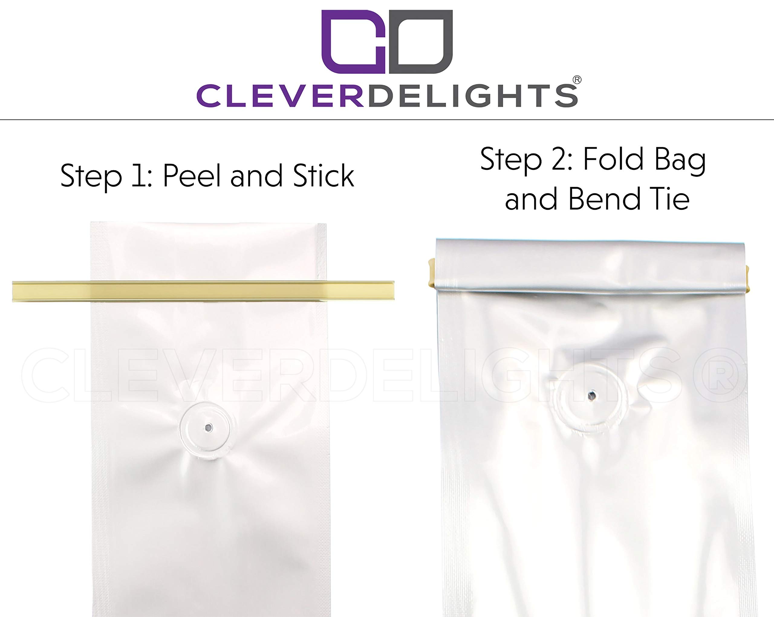 CleverDelights Peel and Stick Tin Ties - 7 Inch - Gold - 100 Pack