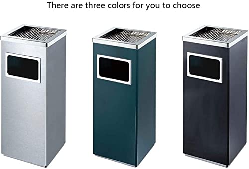 Trash Bin Trash Can Wastebasket Trash Can Outdoor Square Large Garbage Bin Stainless Steel Waste Bin with Ashtray Hotel Lobby Garbage Can Waste Bin (Color : OneColor)