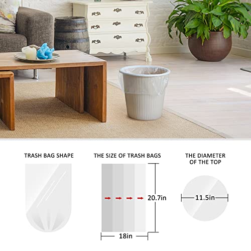 3 Gallon 330 Counts Strong Trash Bags Garbage Bags by Teivio, Bathroom Trash Can Bin Liners, Small Plastic Bags for home office kitchen (Clear)