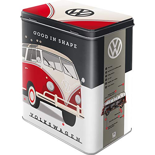 Nostalgic-Art Retro storage tin box L, 101.4 oz, VW β Good in Shape β VW Bus Gift idea, metal can for coffee, vintage design