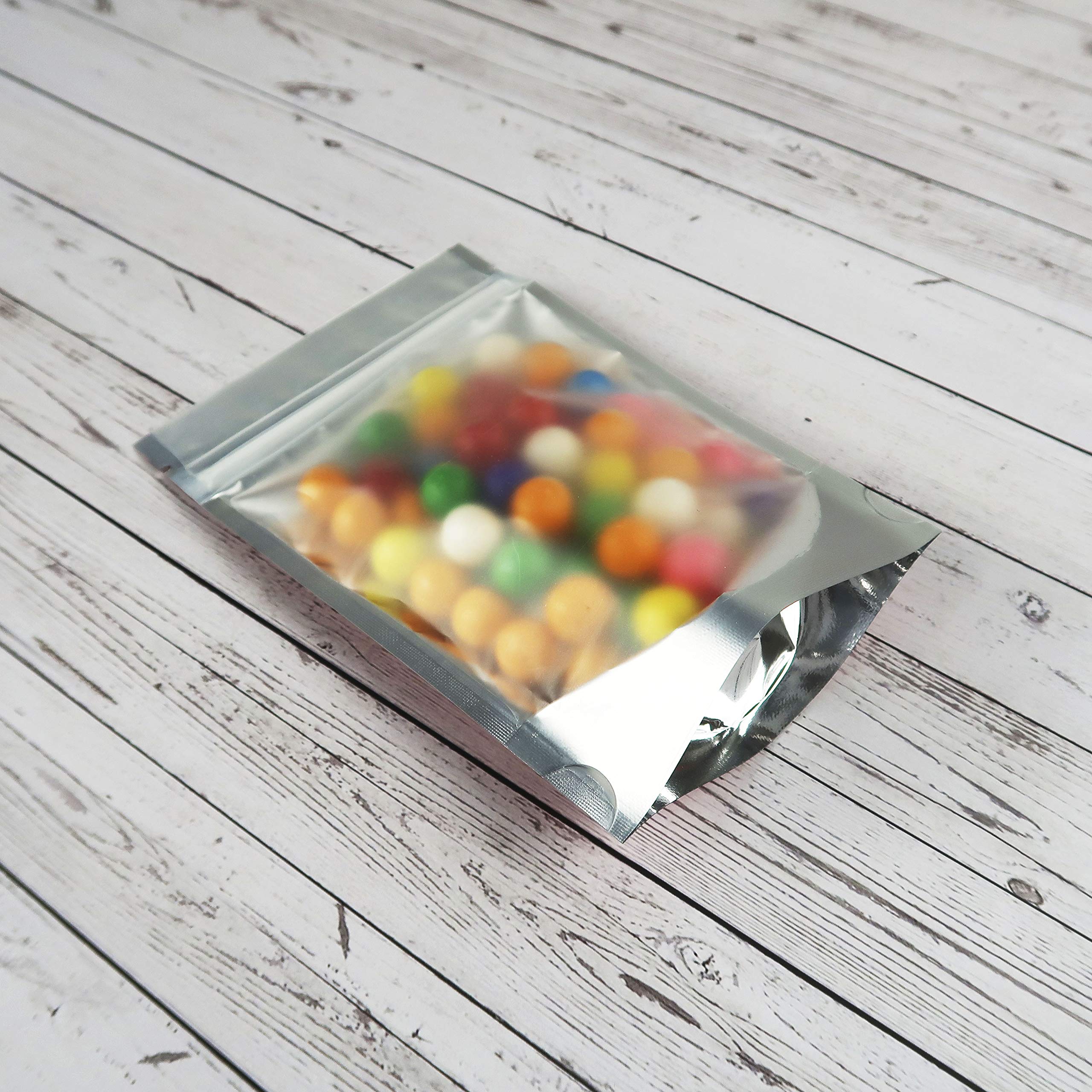 QQ Studio Pack of 100 Translucent/Silver/Color Stand-Up Resealable Zipper Pouch (4.7" x 7.1", Matte Purple)