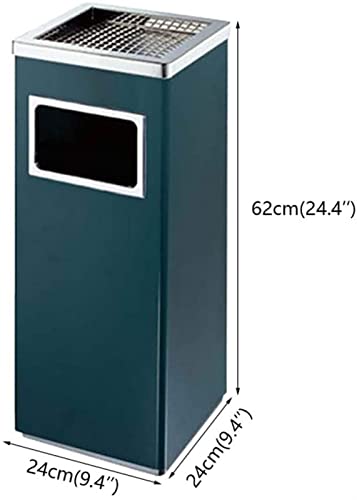 Trash Bin Trash Can Wastebasket Trash Can Outdoor Square Large Garbage Bin Stainless Steel Waste Bin with Ashtray Hotel Lobby Garbage Can Waste Bin (Color : OneColor)