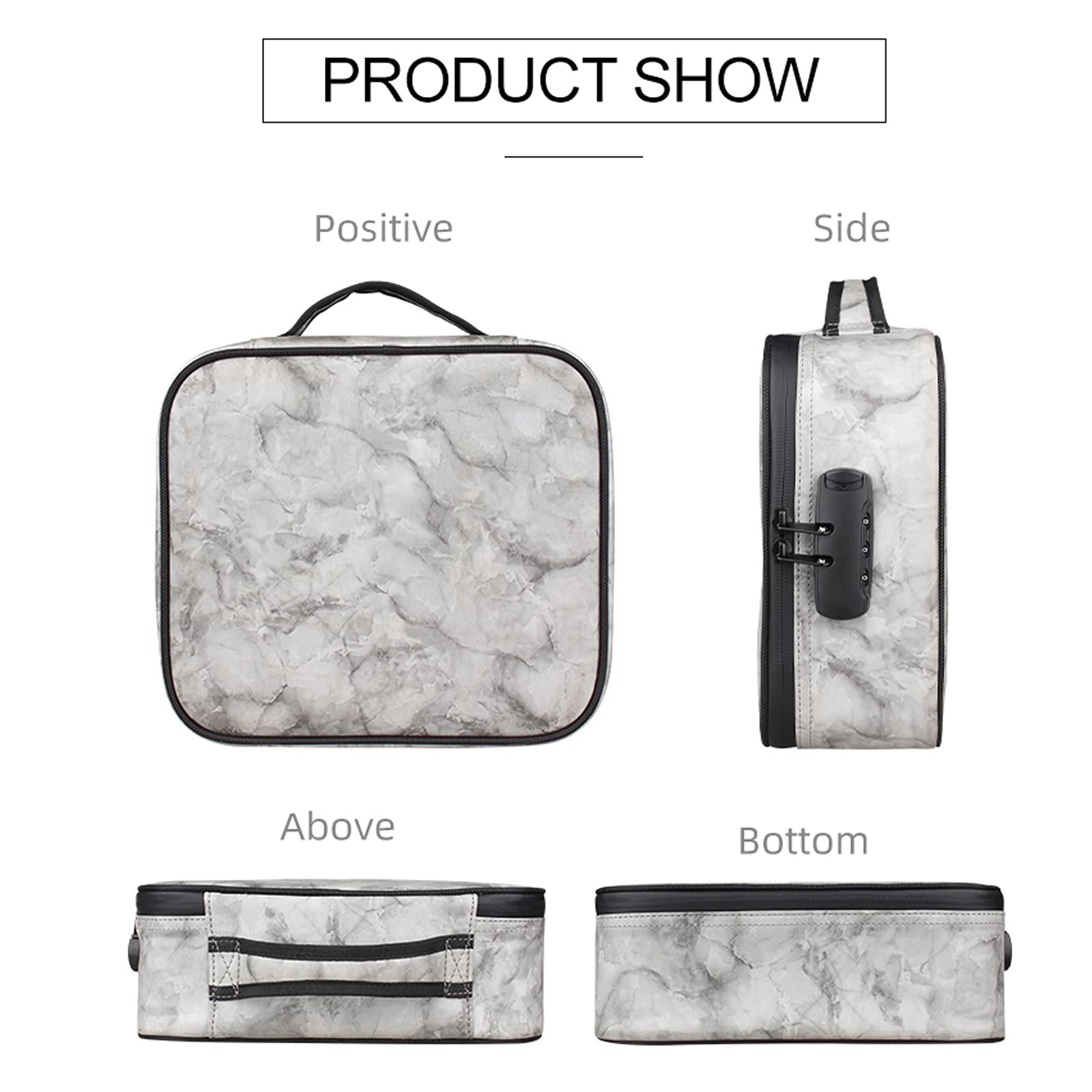 YOOMIK Smell Proof Case with Lock, Upgrade Odor Proof Bag Stash Box for Travel Storage Pouch(Marble Black)