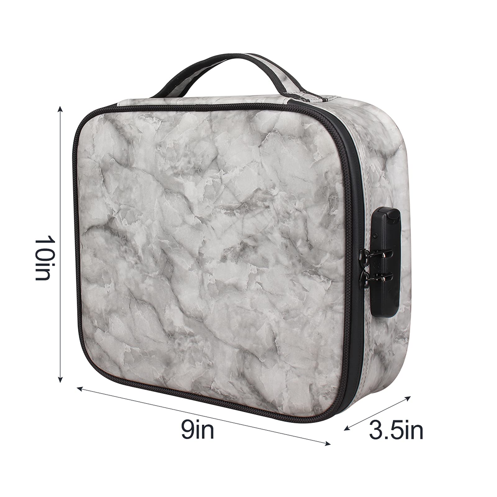YOOMIK Smell Proof Case with Lock, Upgrade Odor Proof Bag Stash Box for Travel Storage Pouch(Marble Black)
