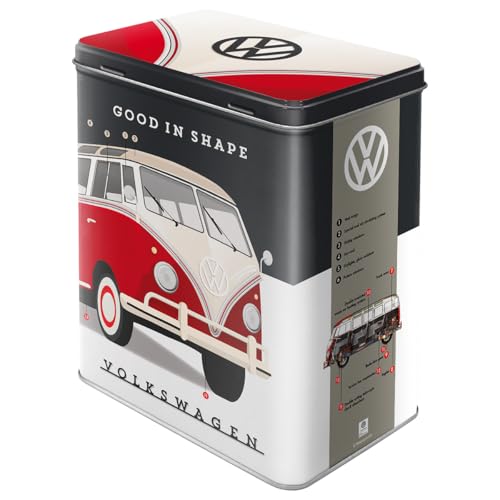 Nostalgic-Art Retro storage tin box L, 101.4 oz, VW – Good in Shape – VW Bus Gift idea, metal can for coffee, vintage design