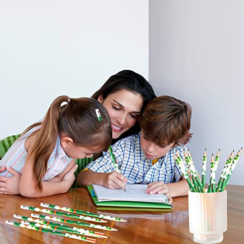 FANCY LAND St. Patrick's Day Pencils 50PCS Wooden Shamrock Pencil Eraser Green Irish Award for Kids Party Supply