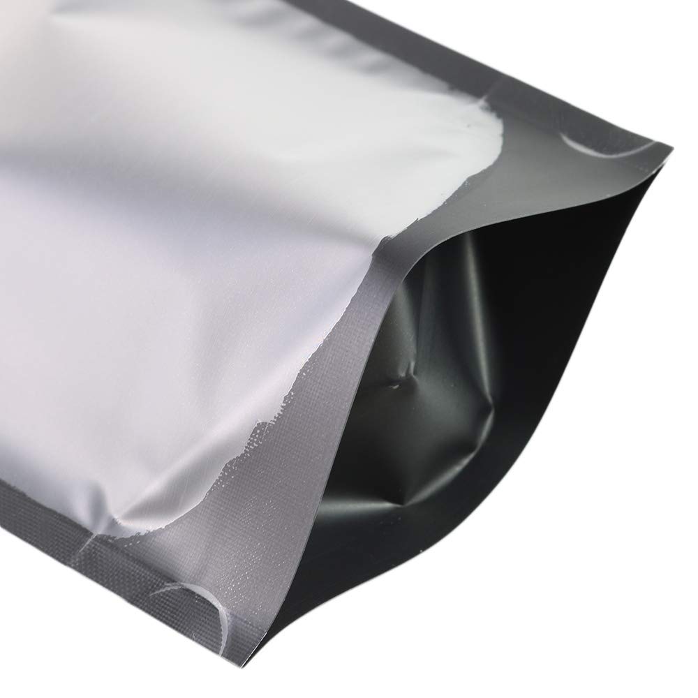 QQ Studio Pack of 100 Translucent Front Matte Black Poly Plastic Zip Seal Bags (1.7oz (4" x 6"), Black Stand-Up Pouch | 300 Bags)