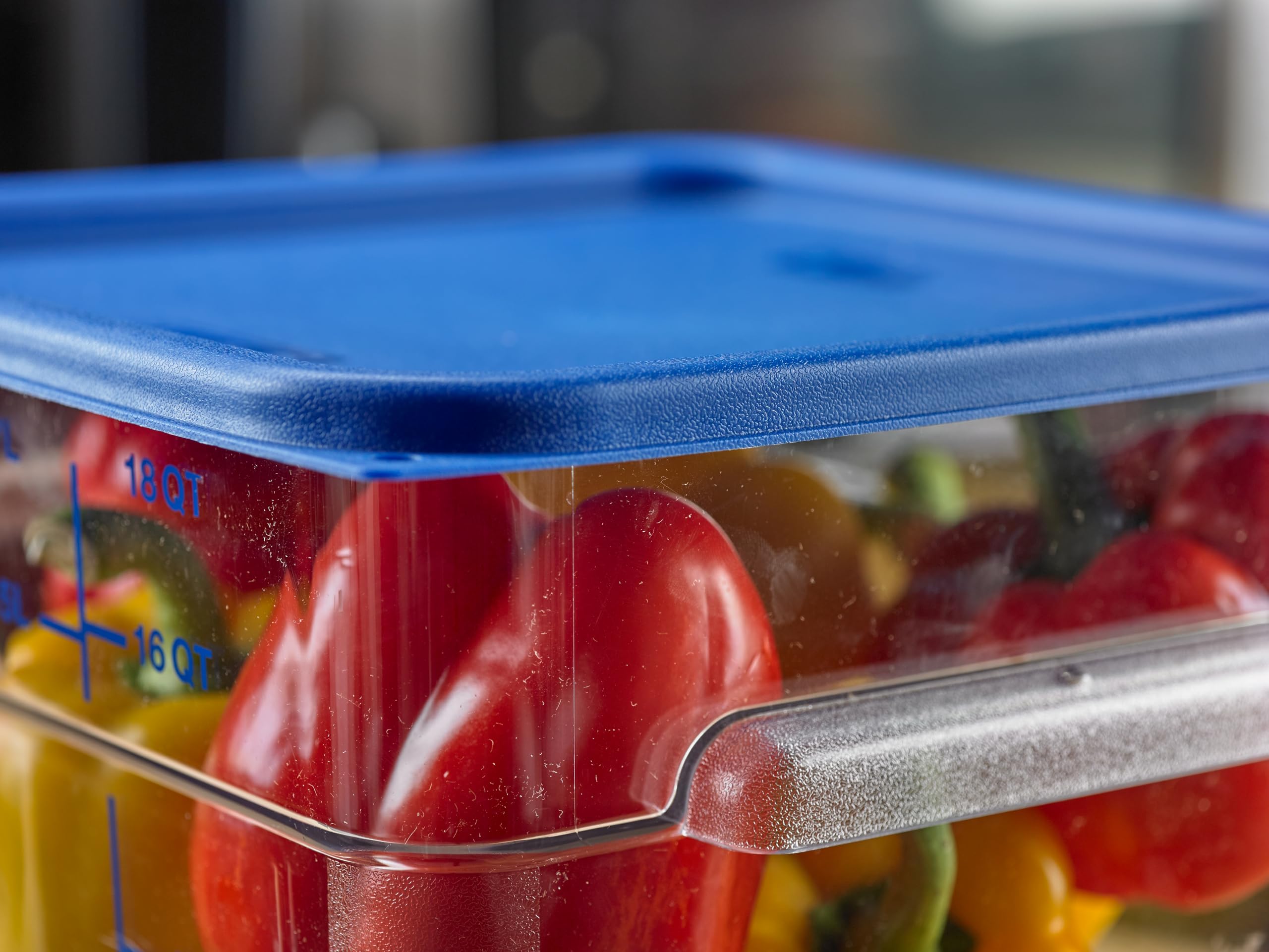 Carlisle FoodService Products Squares Square Food Storage Container Lid with Stackable Design for Catering, Buffets, Restaurants, Proprietary Blend, 12 To 22 Quarts, Royal Blue, (Pack of 6)