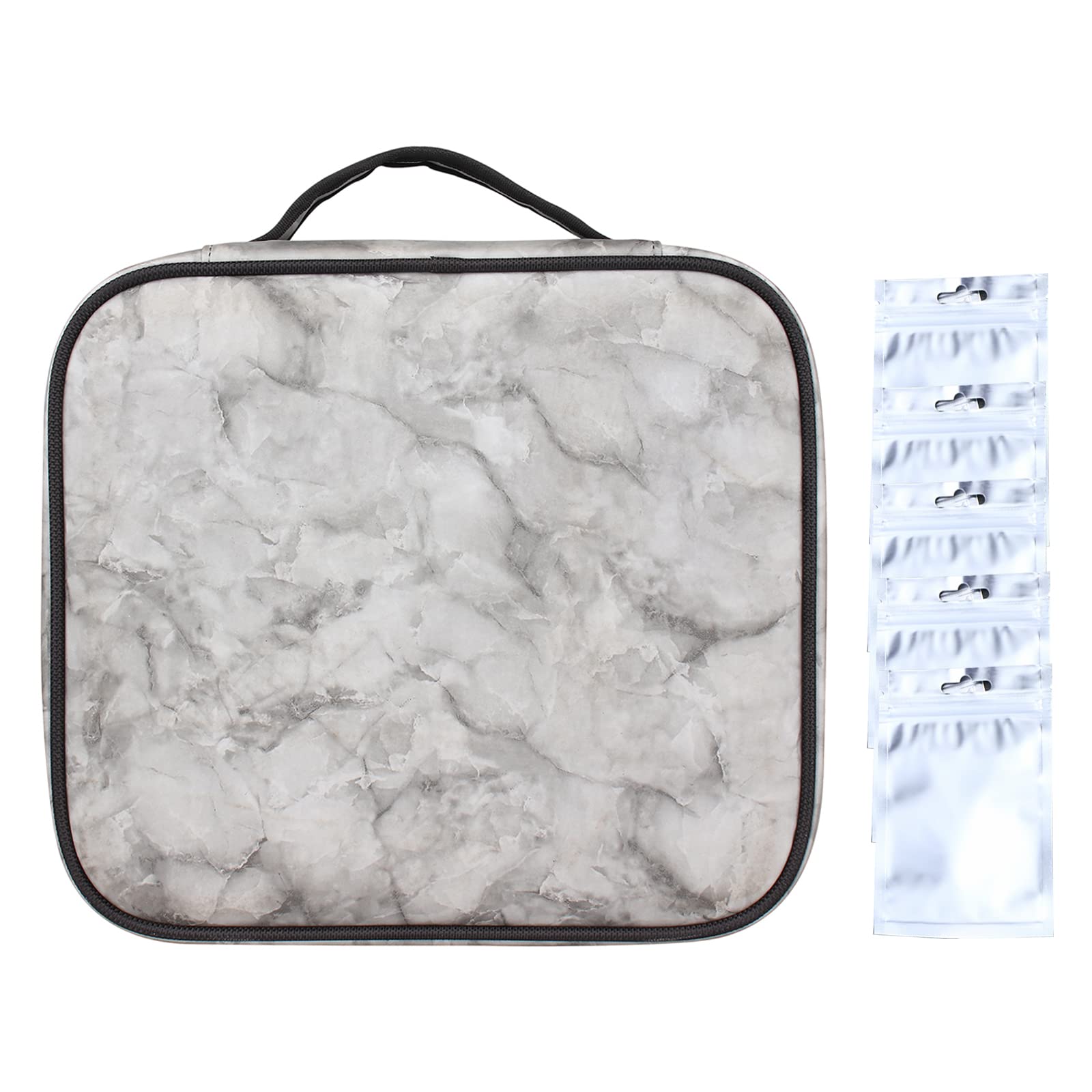 YOOMIK Smell Proof Case with Lock, Upgrade Odor Proof Bag Stash Box for Travel Storage Pouch(Marble Black)