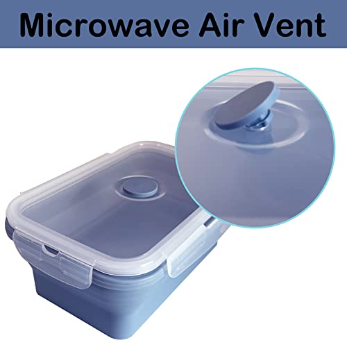 RMAMSCOV Silicone Collapsible Food Storage Containers with Airtight Lid, Set of 4 Silicone Lunch Containers, Prep/Storage Bowls Microwave and Freezer and Dishwasher Safe (Grey)