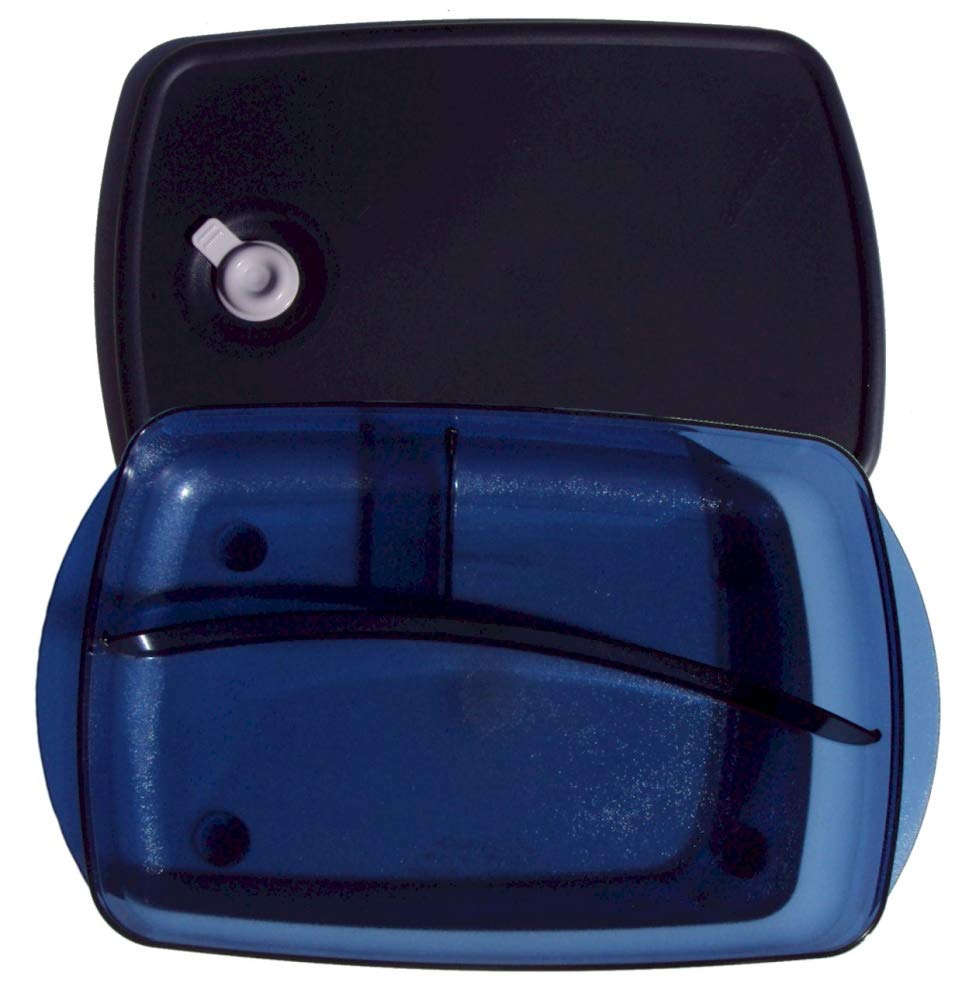 Tupperware Vent N Serve Large Shallow Divided Microwave Dish Indigo Blue Mist
