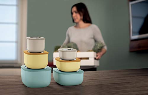 Guzzini Store & More Kitchen Active Design Low Airtight Containers for Fridge/Freezer/Microwaves (M), 19.5 x 19.5 x 9.3 cm, Blue (Matt Mid Blue)