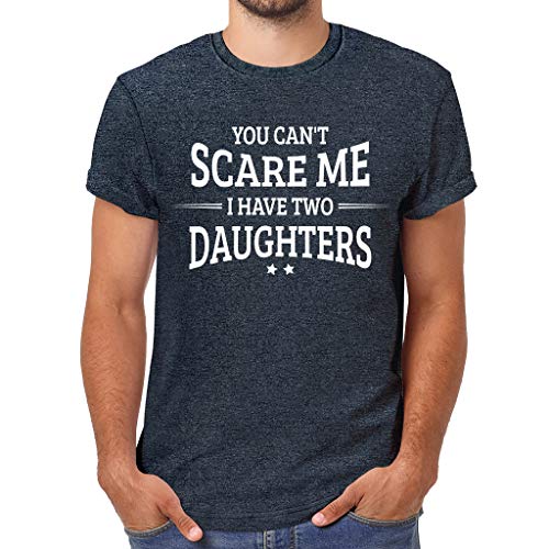You Can't Scare me i Have Two Daughters Funny Gifts for dad Daddy Father Men Shirt (Charcoal Black, Medium)
